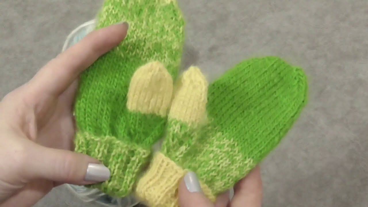 Простые детские варежки спицами. Мастер класс по вязанию.