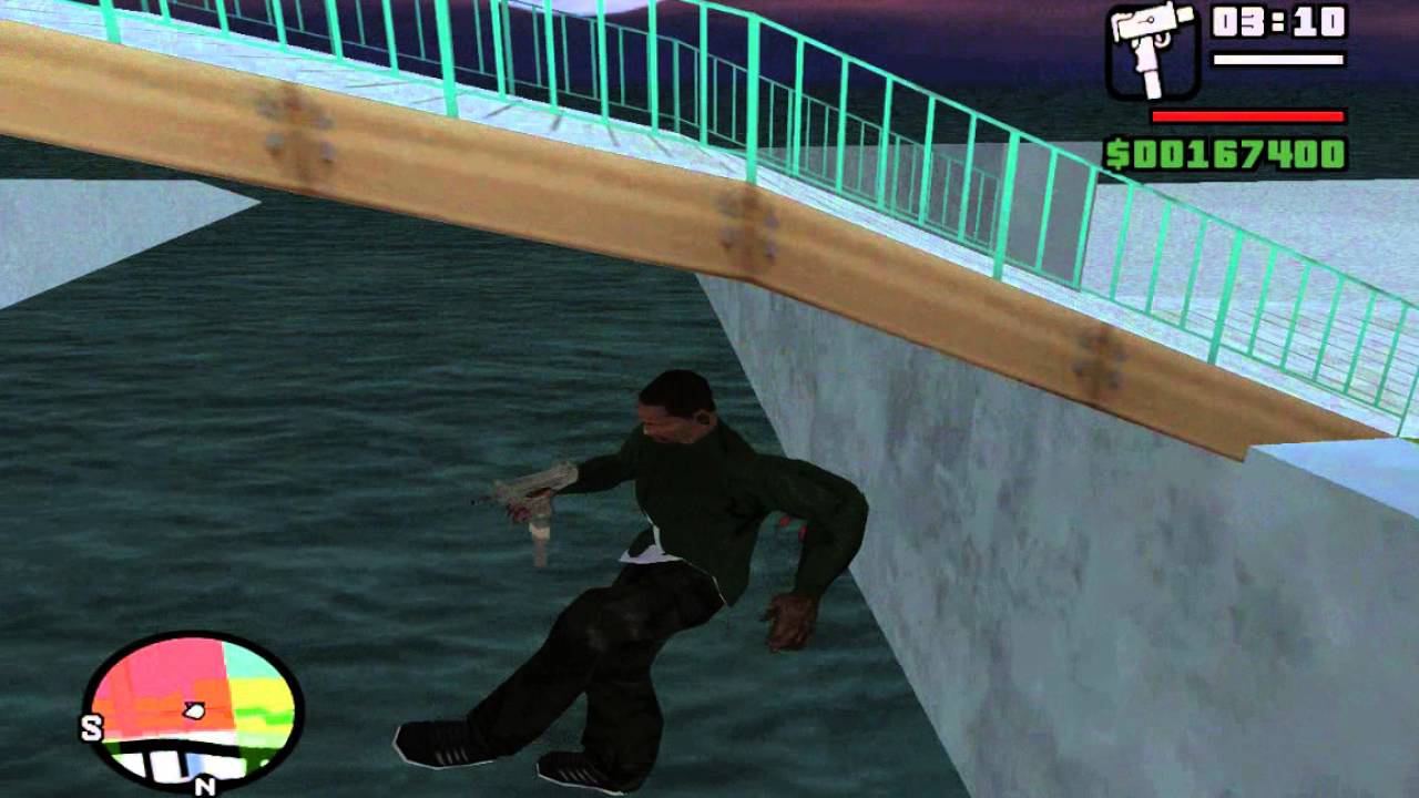 И тут я офигел! GTA San Andreas ; Баллас защищает территорию под водой.