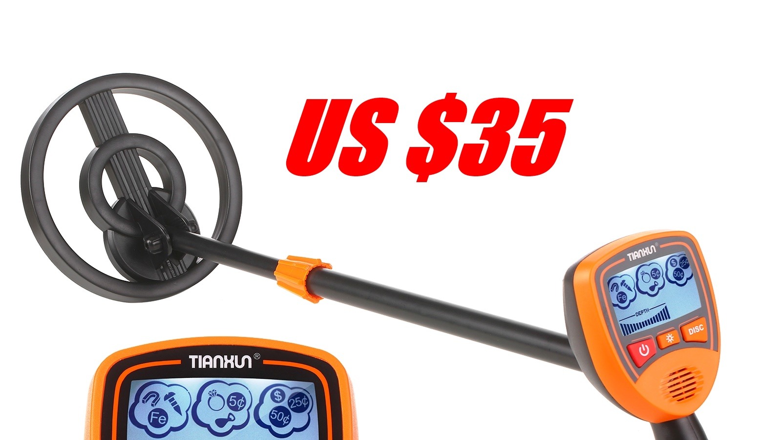 Металлоискатель, TIANXUN  MD1012, Бюджетный, 6.8 дюймов катушка, 2021
