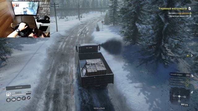 SnowRunner погрузка коробок с помощью крана и доставка