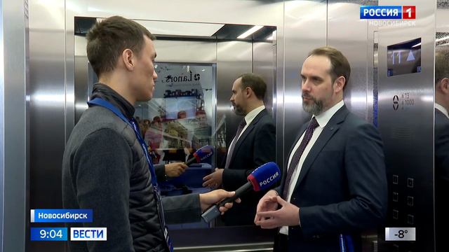 Репортаж телеканала «Россия 1 Новосибирск» лифты ЩЛЗ на Сибирской строительной неделе.