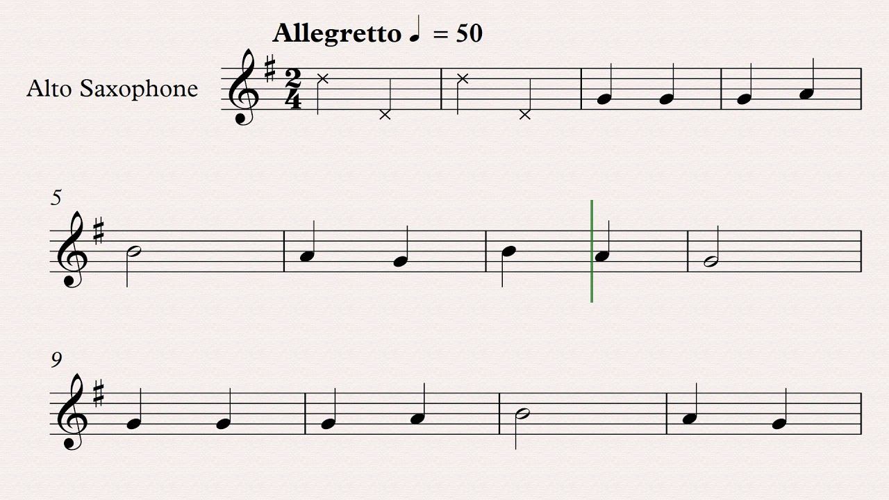 "Ходит зайка по саду" - Русская народная песня  видеоминусовка для саксофона-альта в темпе 50