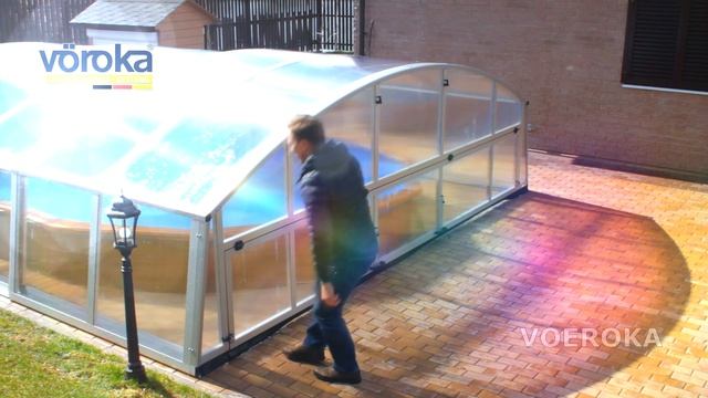 Раздвижной Павильон для бассейна модель CARAT из сотового поликарбоната