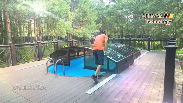 Павильон для бассейна модель CARAT 6,5х3,75х0,90. Тонированный поликарбонат. Коричневый профиль