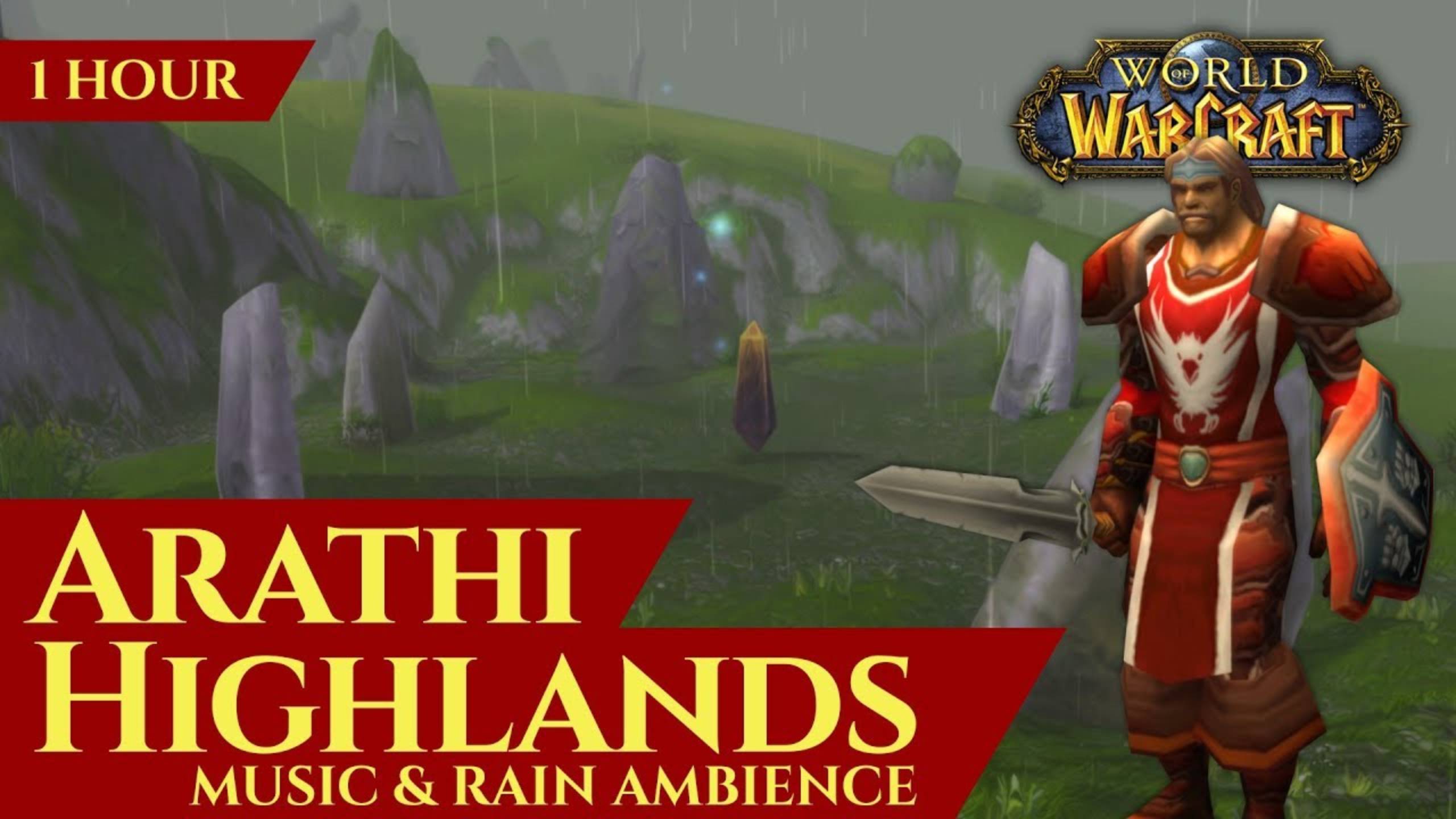 Arathi Highlands - Music & Rain Ambience (1 hour, 4K, World of Warcraft Vanilla)