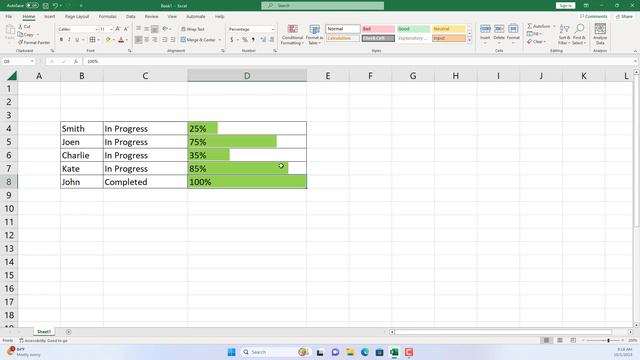 Excel Как создать индикаторы выполнения за 1 минуту