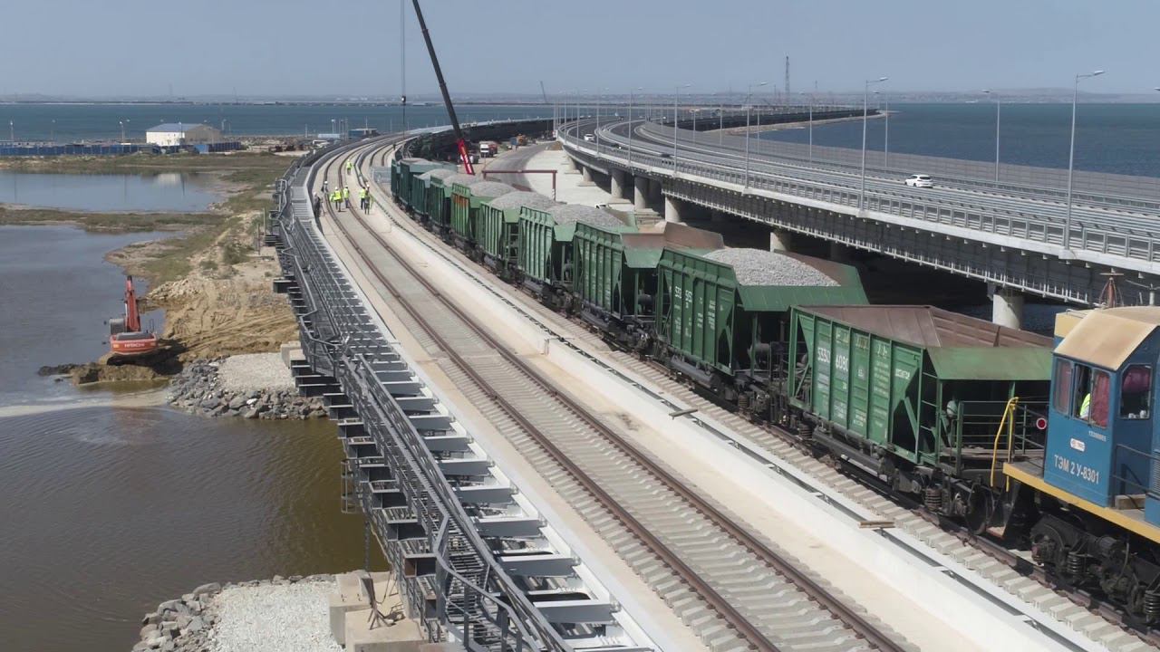 Крымский мост. Технологии. Балластировка пути