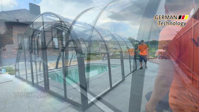 Павильон для бассейна модель EXCLUSIV. Размеры 6,6х5,0х2,3м. Прозрачный поликарбонат. Цвет ГРАФИТ