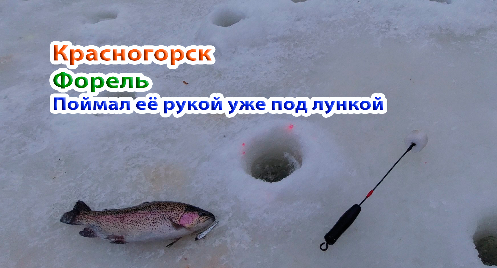 Нырнул в лунку за форелью, нашел ее под лункой...