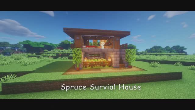 Майнкрафт (Minecraft ) - Как построить уцелевший еловый дом, учебное пособие