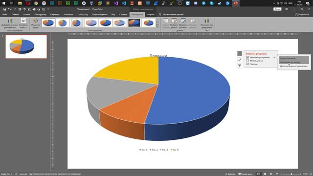 Работа с диаграммами в PowerPoint.