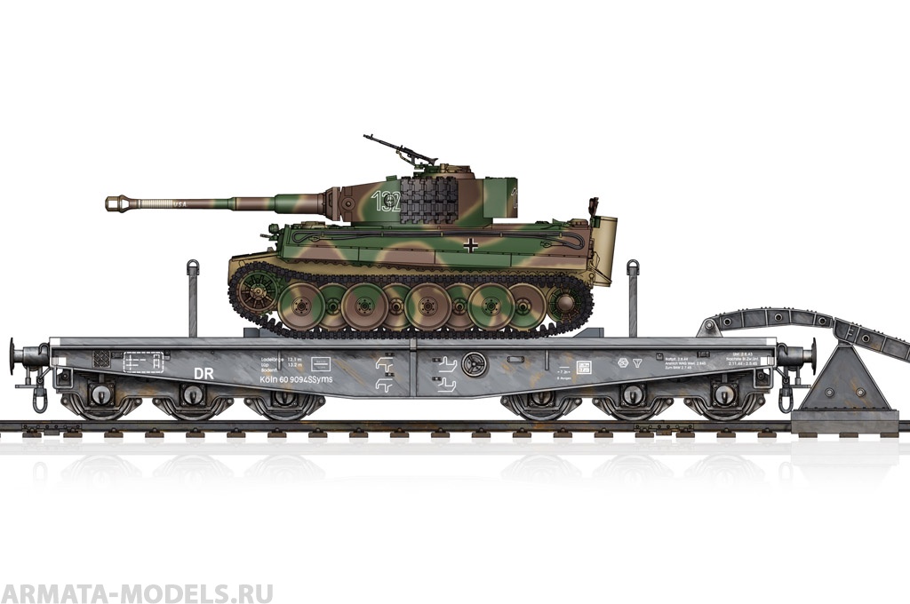 Платформа с танком Plattformwagen Type SSyms 80/Pz.Kpfw.VI Ausf.E Tiger I (Обзор).