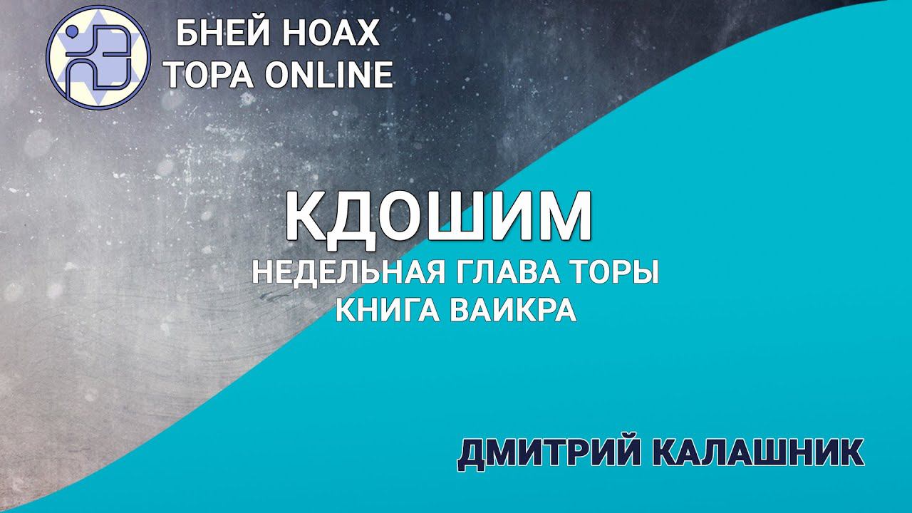 Недельная глава Торы - Парашат а-шавуа -  "КДОШИМ" 5784/2024. Дмитрий Калашник