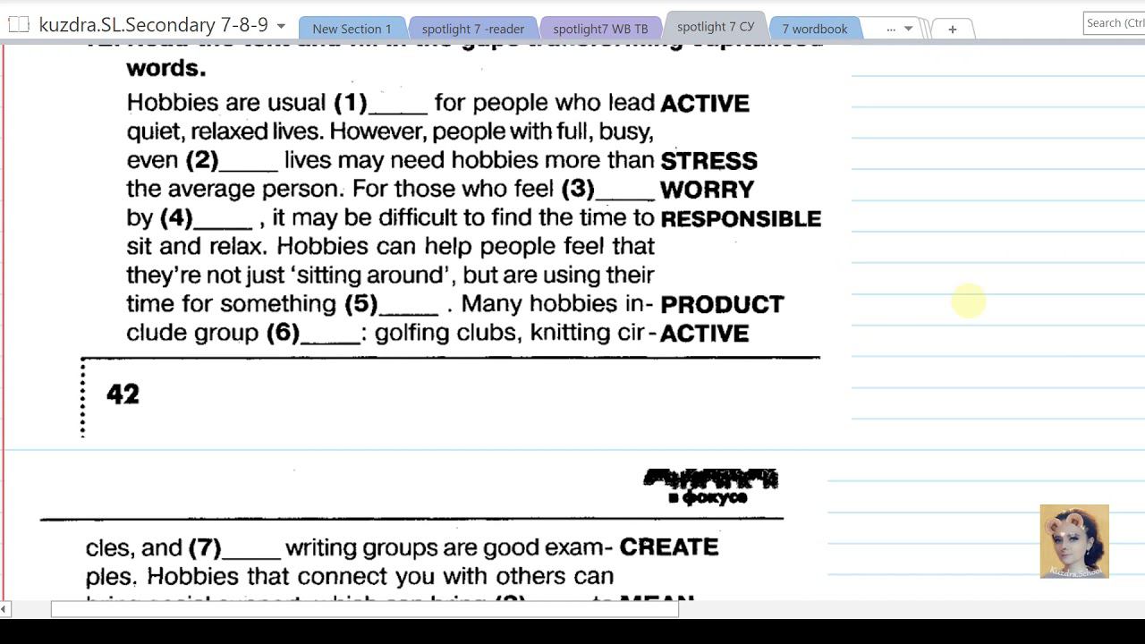 66. Spotlight 7. Module 3. СУ Тренировочные упражнения part 4