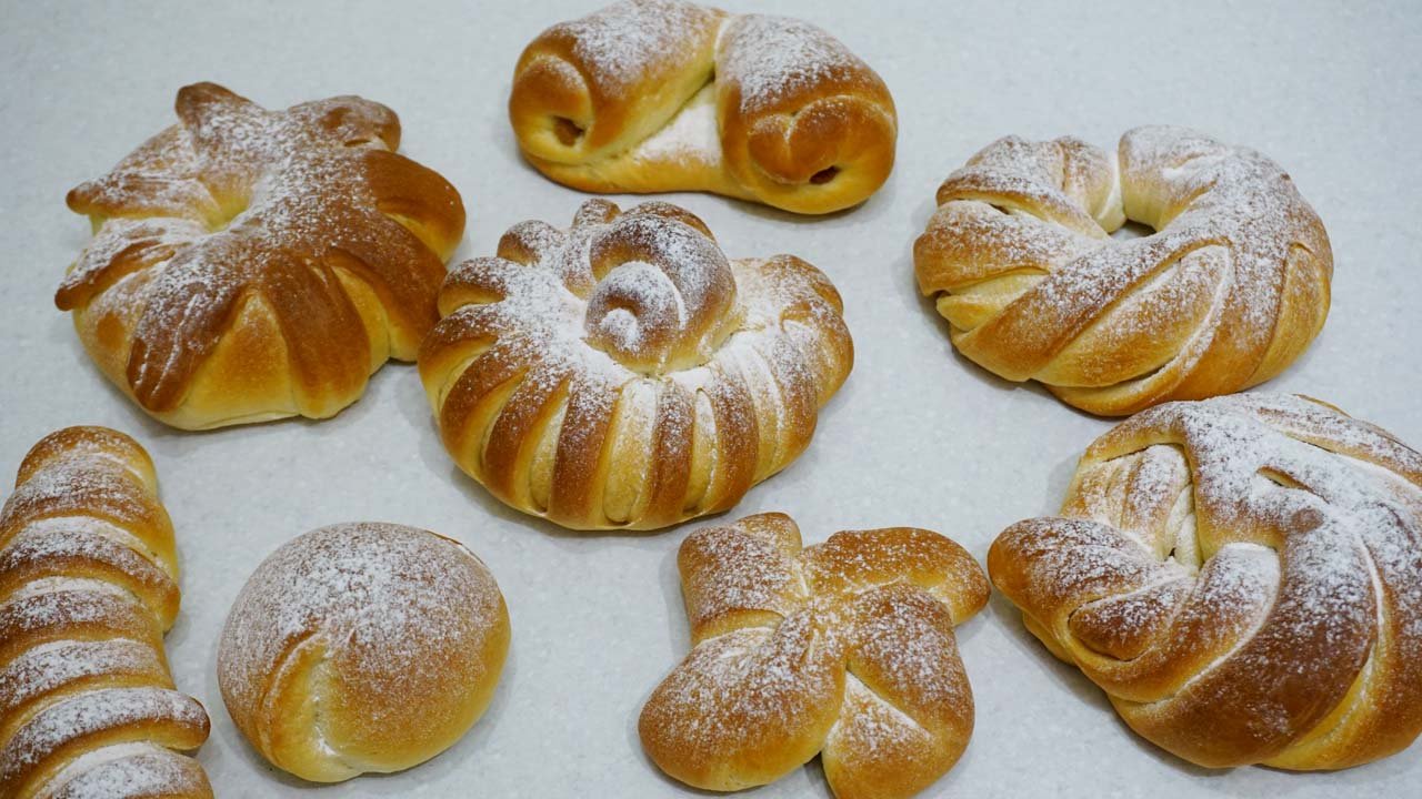 12 видов красивых булочек из дрожжевого теcта.