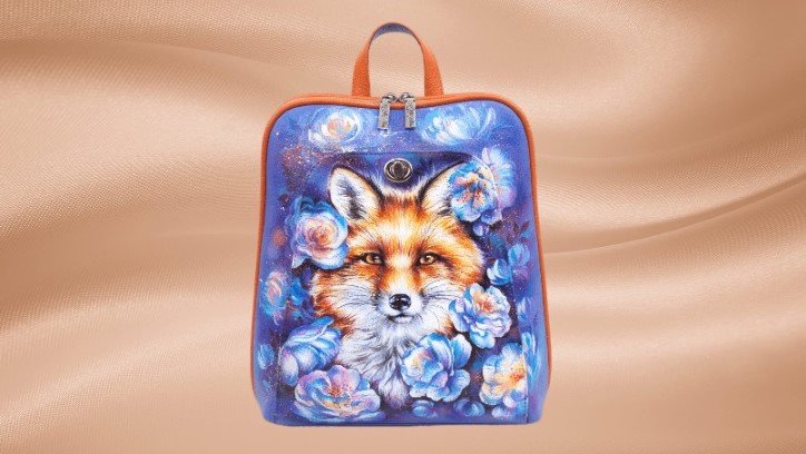 Плоский рюкзак "Лиса в цветах" Pelle-Volare