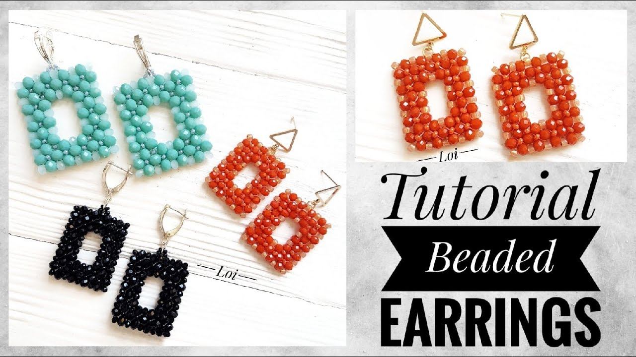 Мастер-класс: Прямоугольные серьги из хрусталя и бисера | Tutorial: Rectangular crystal earrings
