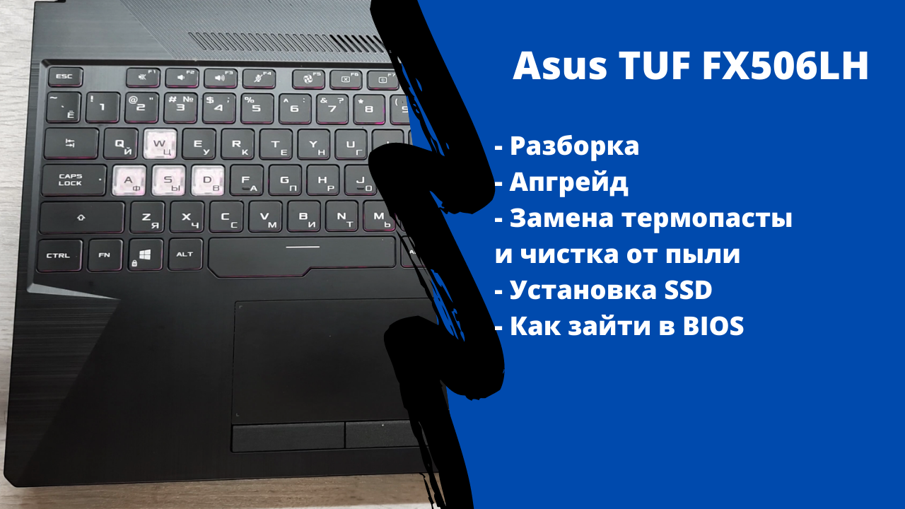 Как разобрать Asus TUF FX506LH обслуживание ,апгрейд, как зайти в BIOS
