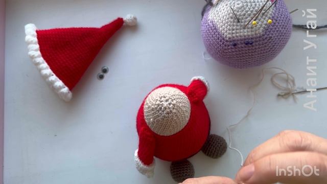 Санта, Гномик, Дед Мороз Ч4. Амигуруми мастер класс Анаит Угай. Новогодний декор игрушка крючком