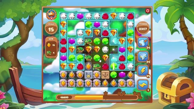 Как пройти уровень 8907 в игре Сокровища Пиратов