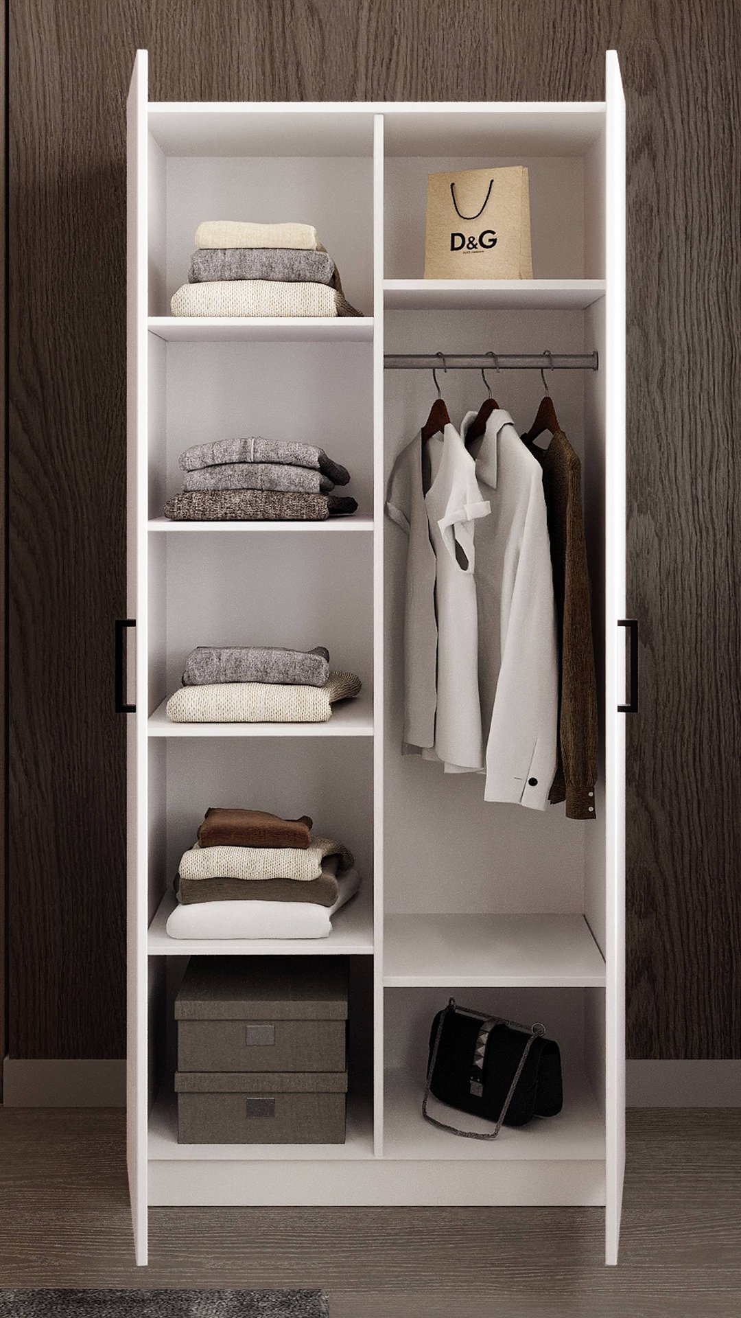 Шкаф Рик 800 комбинированный белый