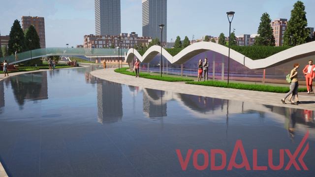 3D визуализация. Проект огромного зеркального водоема на территории жилого комплекса в Самаре №154