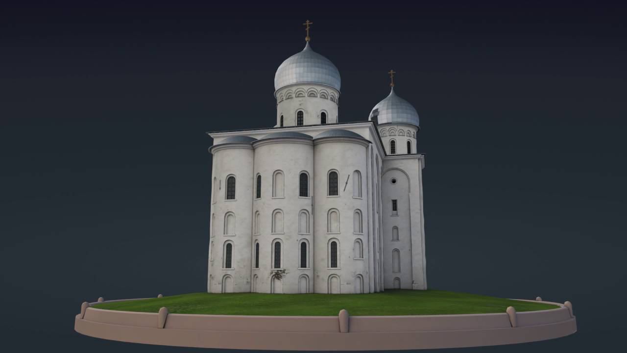Создание 3D модели Георгиевского собора, Великий Новгород, для мобильного приложения MuByz