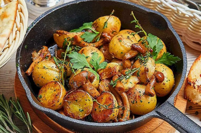 Обжаренный томленый картофель.