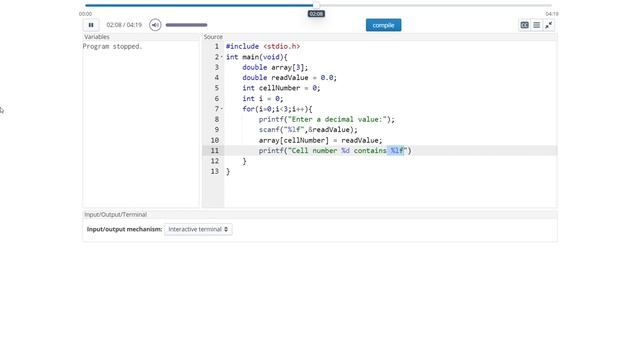 Store doubles in an array