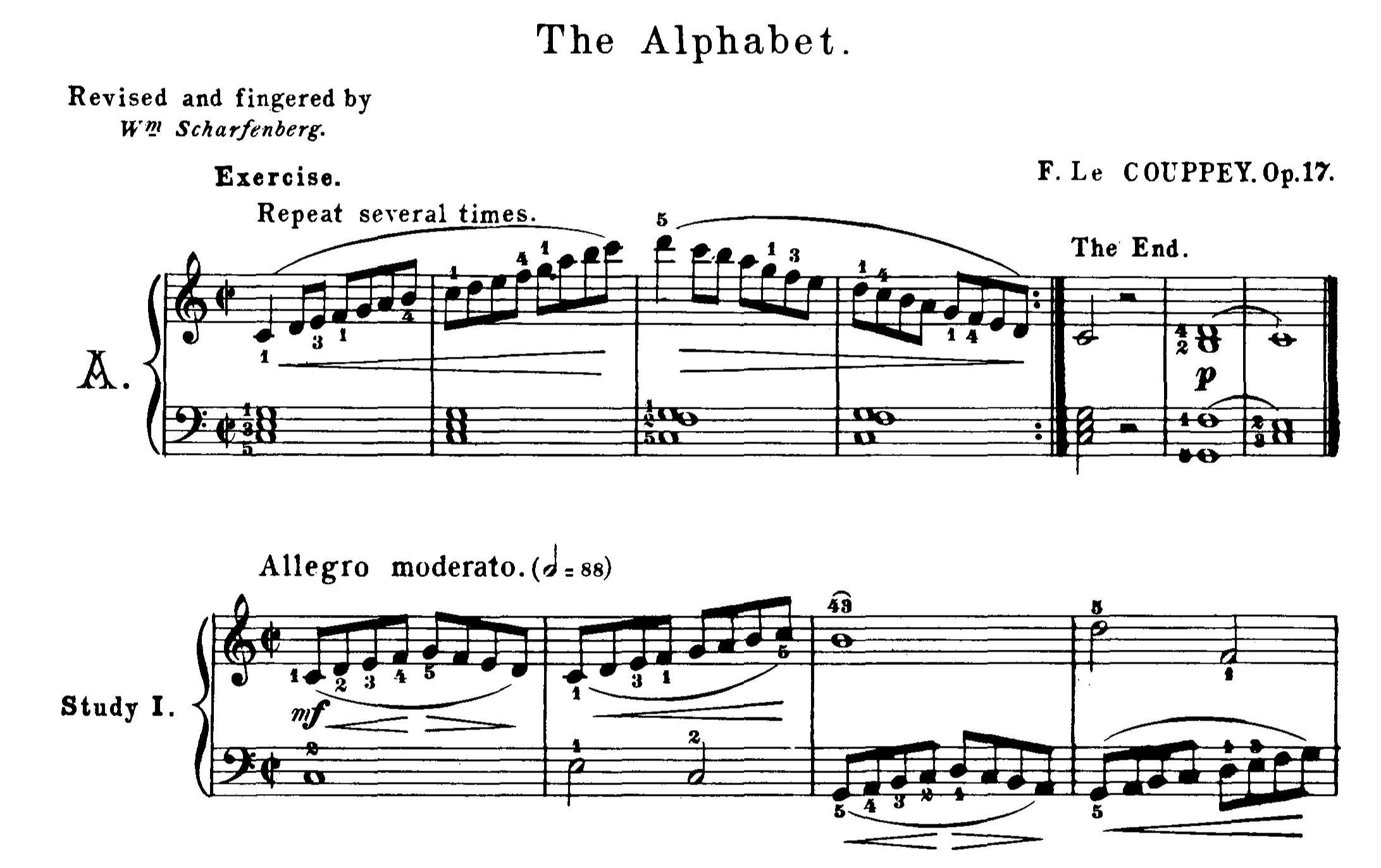 Лекуппе Ф. "Алфавит", ор. 17 [Этюды для начинающих]