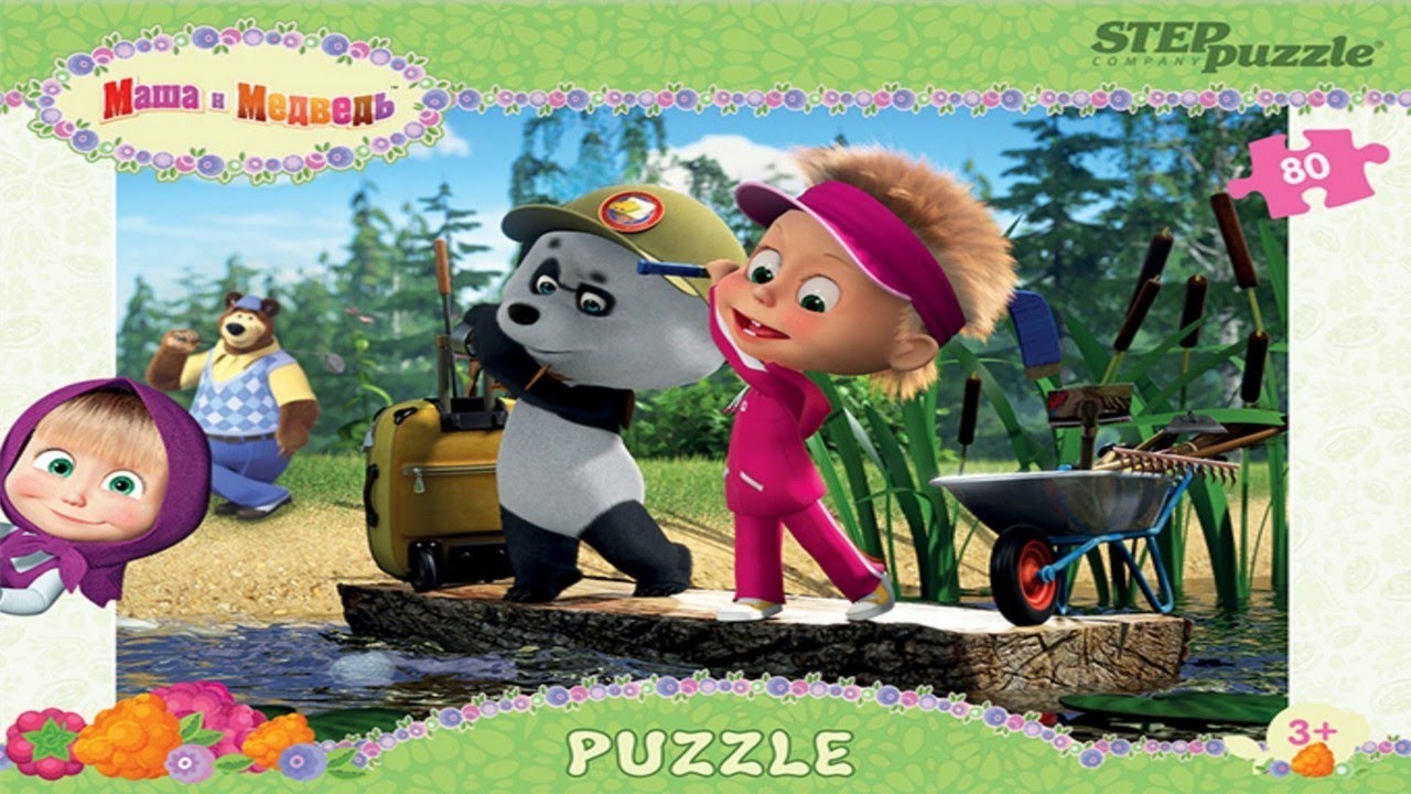 Пазл Маша и Медведь, Игра в гольф - собираем пазлы для детей | Polinka-Vitaminka