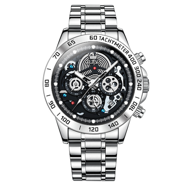 Мужские водонепроницаемые кварцевые часы из нержавеющей стали.