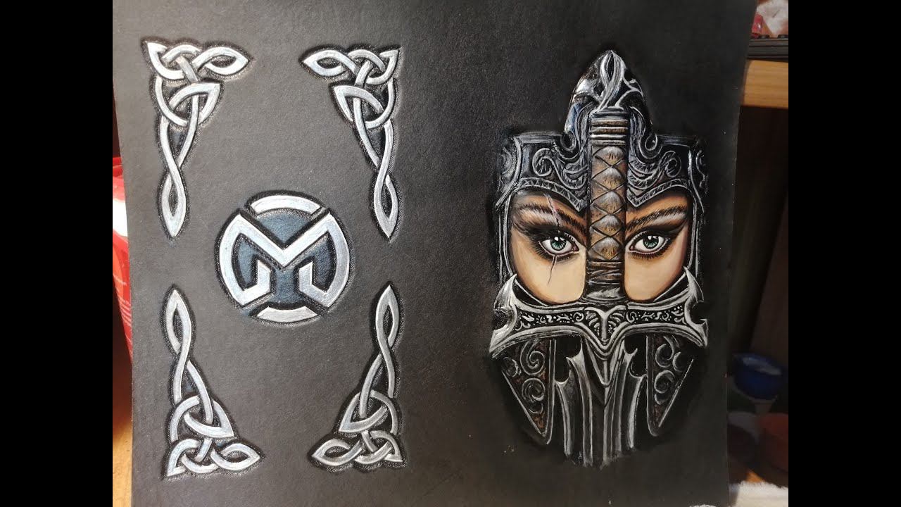 Портмоне мужское. Этап окрашивания акрилом. Изделия из кожи. СКСтиль. Видео обзор: Меч воинствующей.