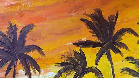 Картина маслом Морской пейзаж на закате. Живопись маслом