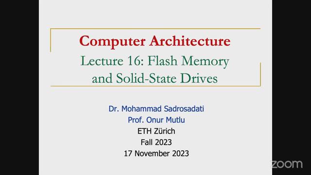 Computer Architecture - Lecture 16: Flash Memory and Solid-State Drives (Fall 2023)