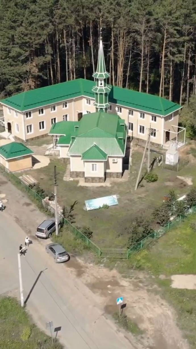 Обзор мечети АХТАМ после реконструкции минарета и фасада, а также стройка медресе #мечетьахтам