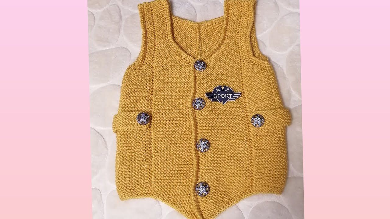 Жилетка, безрукавка на 3 года, спицами, часть 1. Стильный модный жилет.
