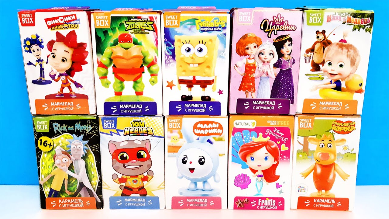 СЮРПРИЗЫ СВИТ БОКС Mix! Черепашки-ниндзя, ФИКСИКИ, SpongeBob, Disney, Маша и Медведь, Малышарики