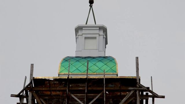 Монтаж шлема барабана и шпиля в селе Кандаурово Ивановской области