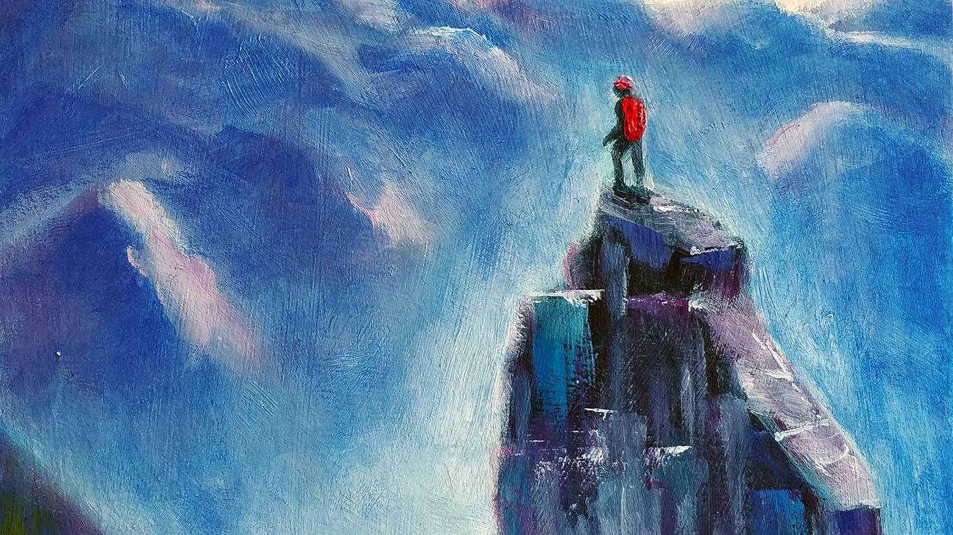 Картина Рассвет в горах. Живопись маслом