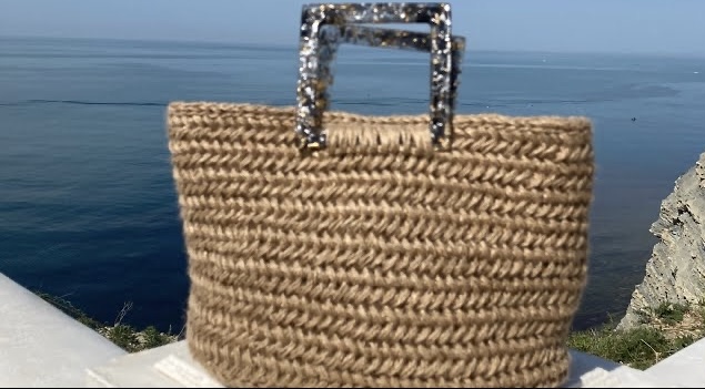 Летняя сумка из джута. Узор "Паркет". Бесплатный масткр-класс