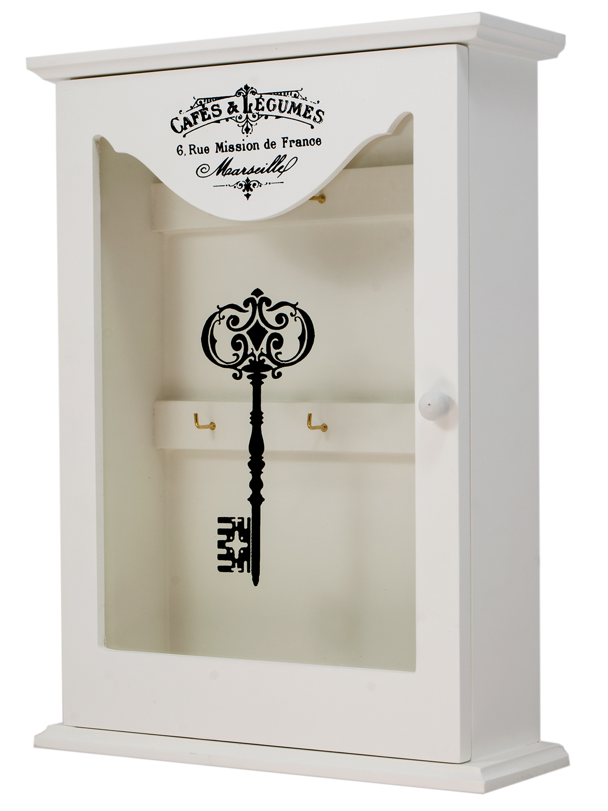 ML-4732 Ключница белая со стеклянной дверцей (22x7.5x30 см.)