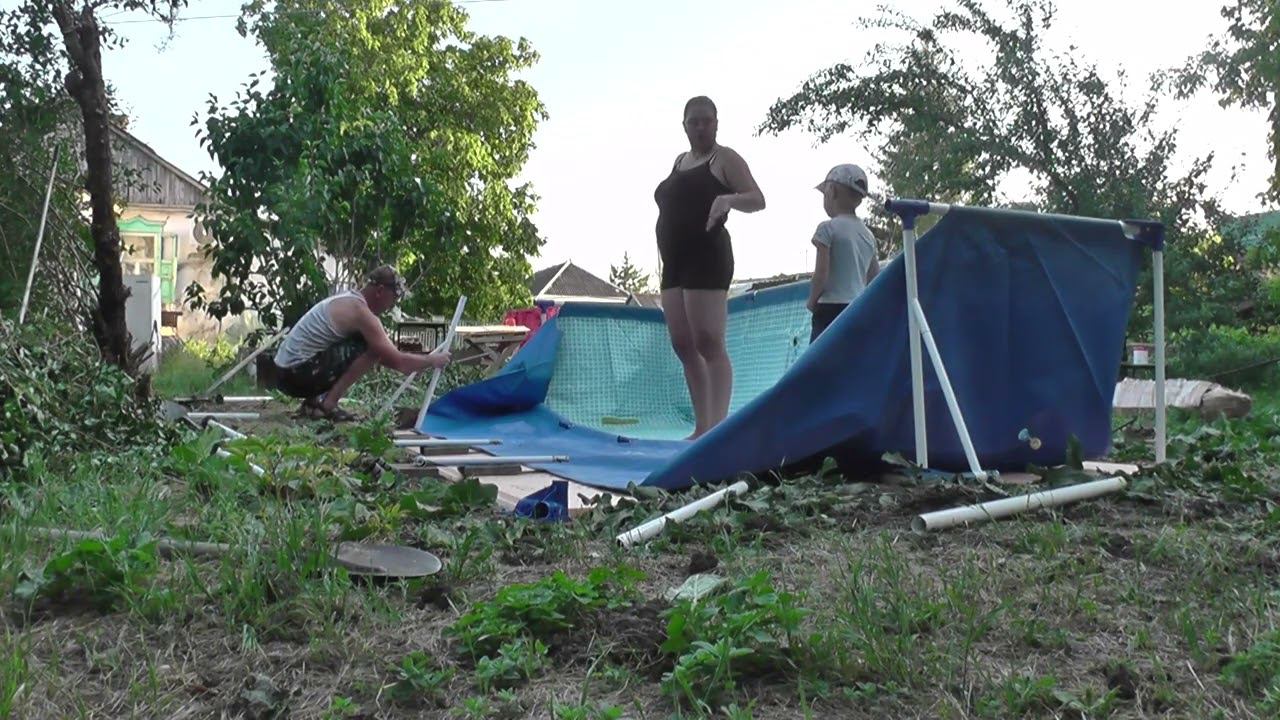 Каркасный бассейн Intex 4,50x2,20. Установка 6 серия.