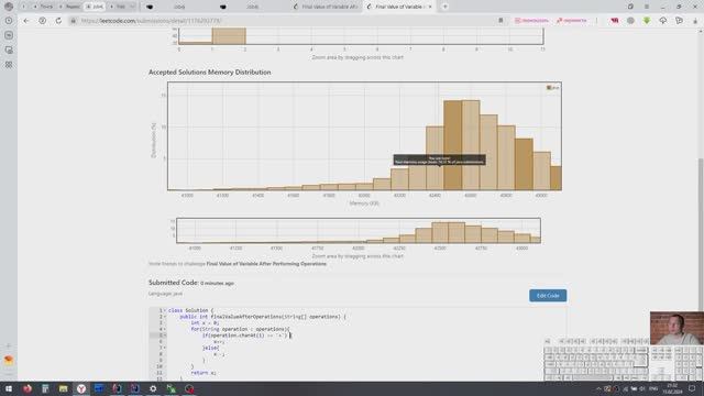 Leetcode #2011. Final Value of Variable After Performing Operations