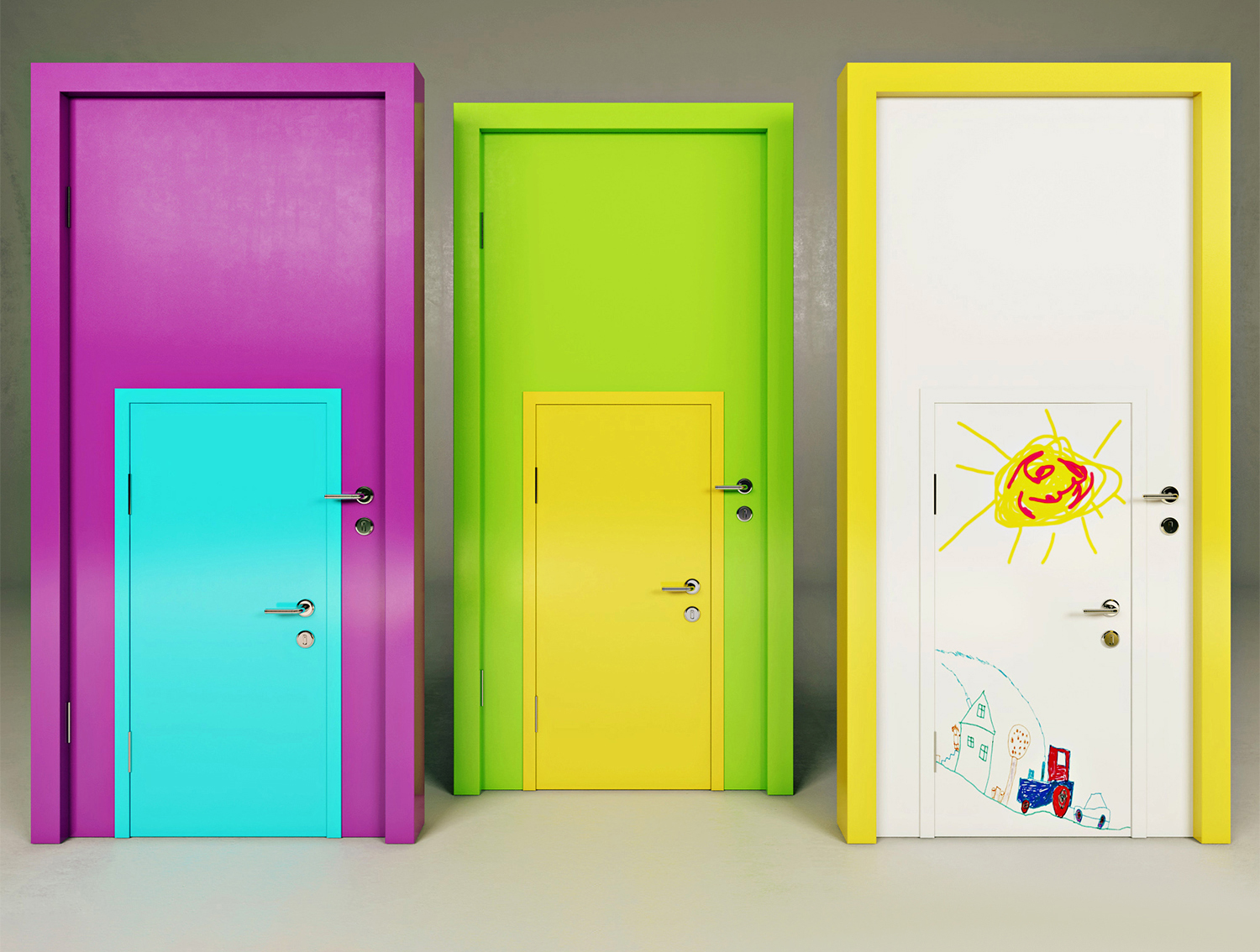 Дизайн двери детской комнаты