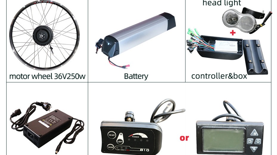 Полные Комплекты для переделки на Электровелосипед, Моторколесо 20- 28 Дюйма, 36V, 250 - 500W.