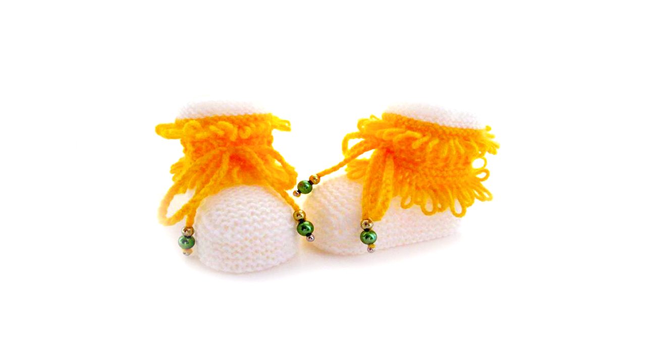 Пинетки спицами с бахромой Василиса