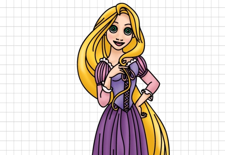 Рисуем с детьми пошагово принцессу Рапунцель