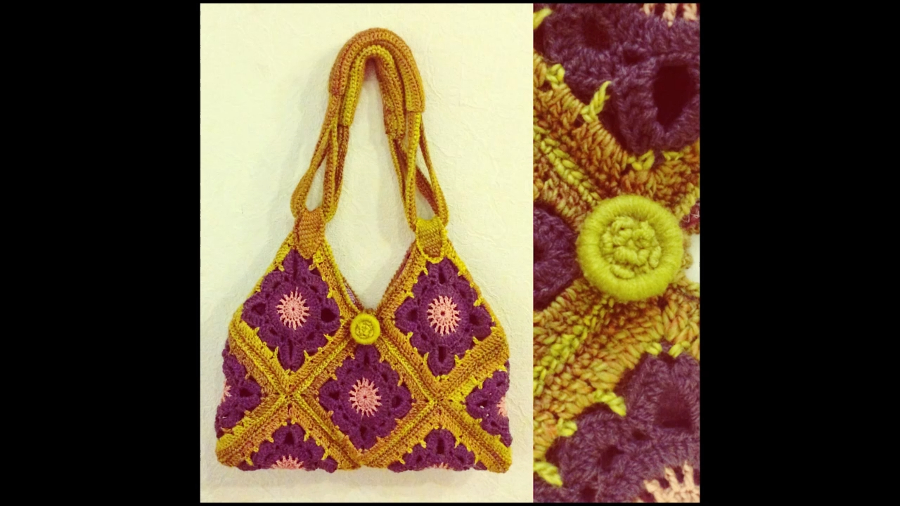 Урок вязания.Сумка из квадратов крючкомЧасть 2 .Ручки,сборкаmp4