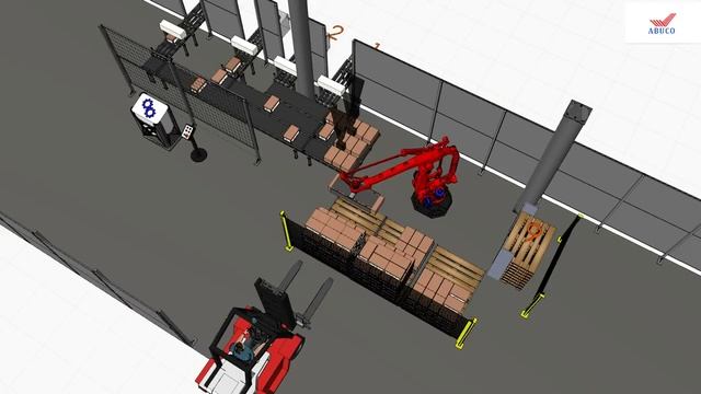 Робототехнический комплекс  для снятия коробок с конвейера и укладку их на паллеты..mp4